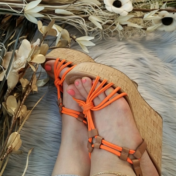 Coach | Shoes | Coach Orange Wedge Sandals | Poshmark